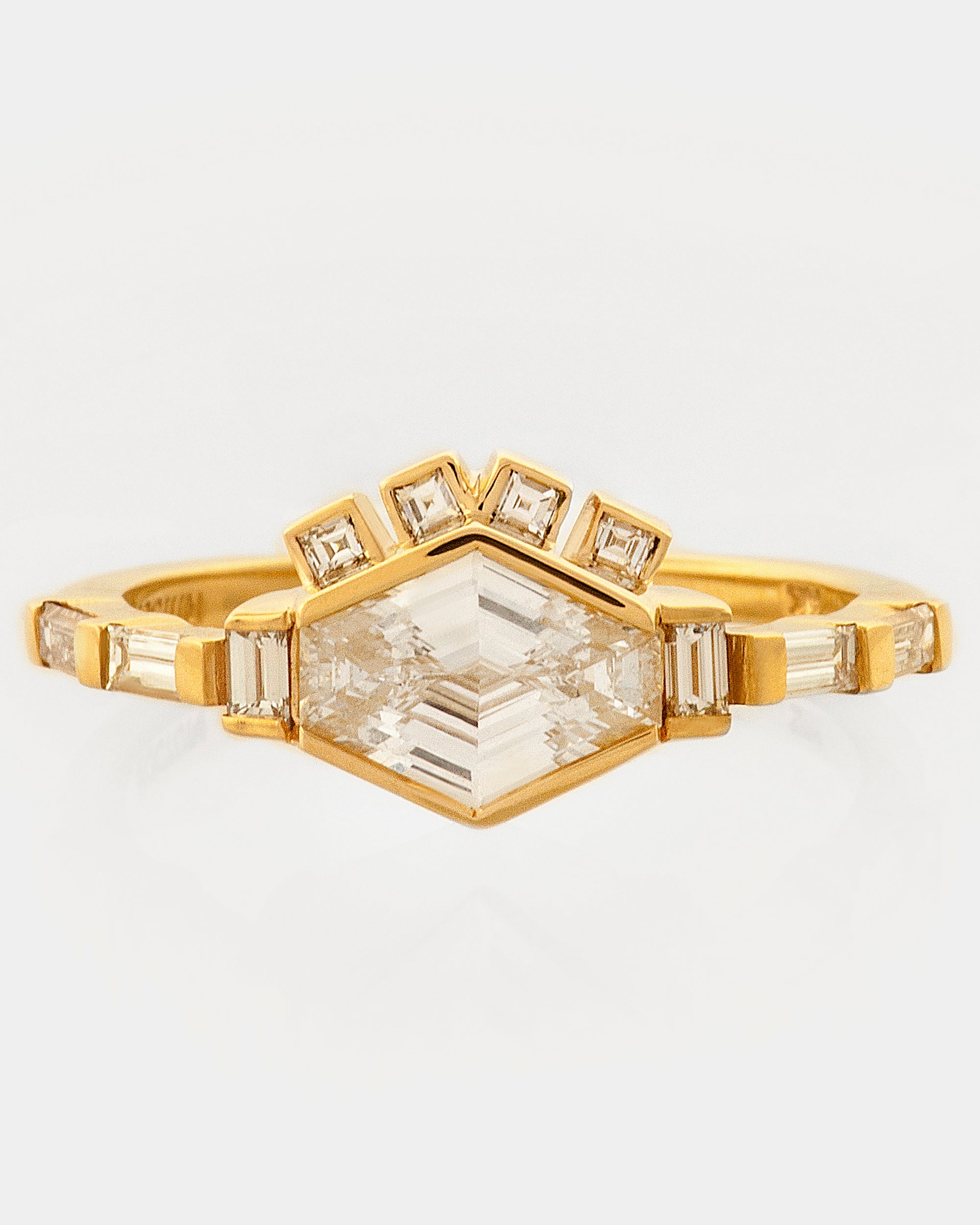 Elongated Hexagon Diamond Ray Ring – Mociun