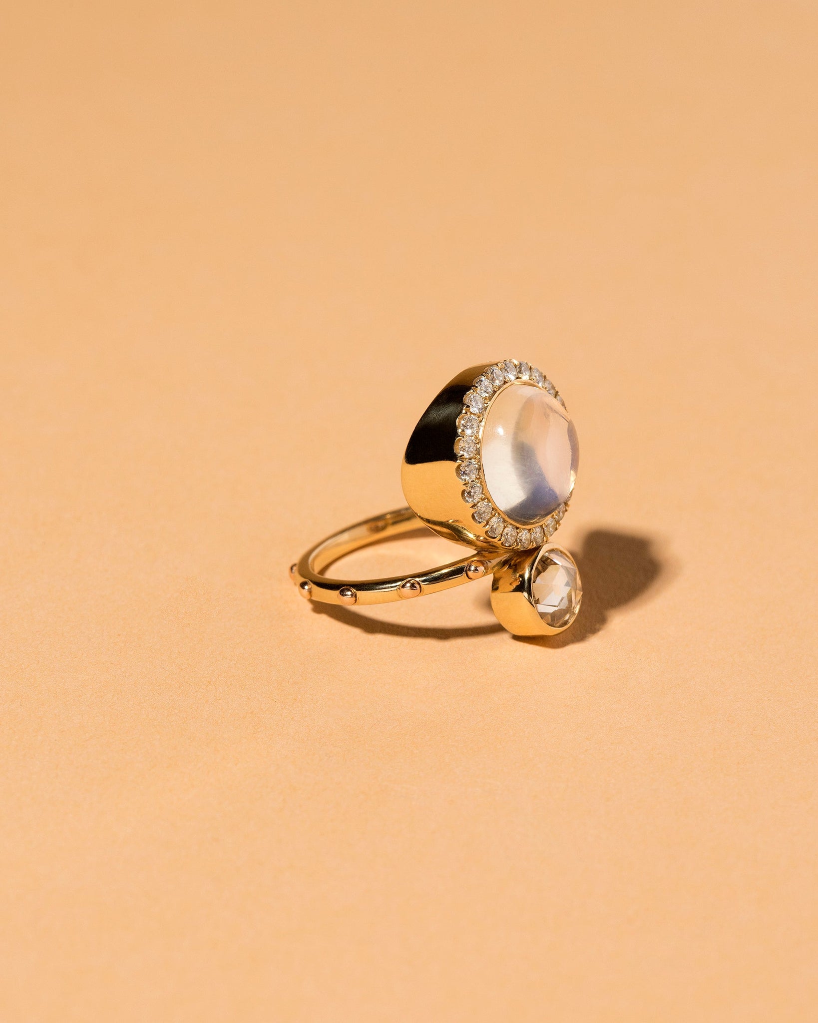 Moonstone & Diamond Cluster Ring | Mociun