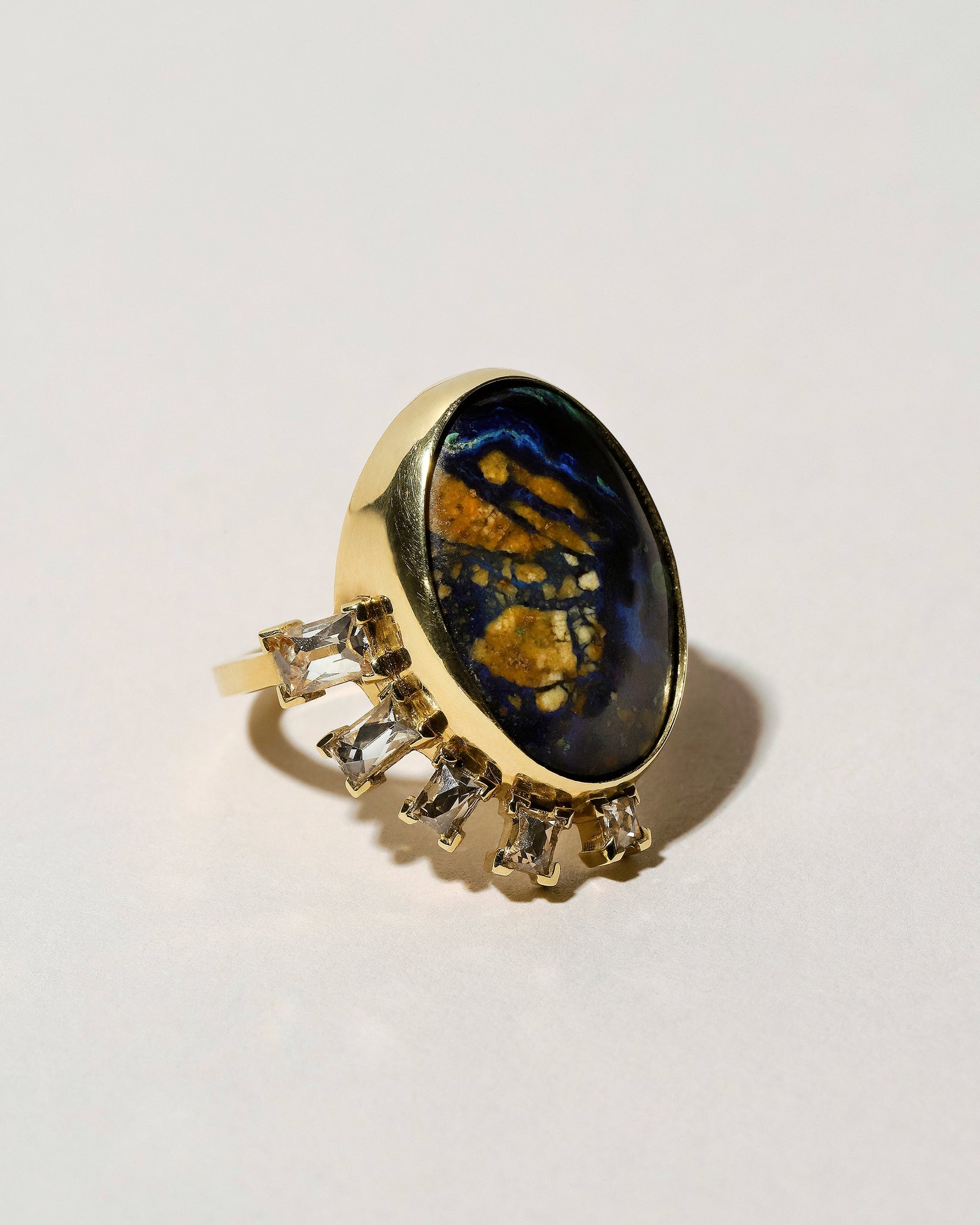 Azurite Malachite & Diamond Ring | Mociun