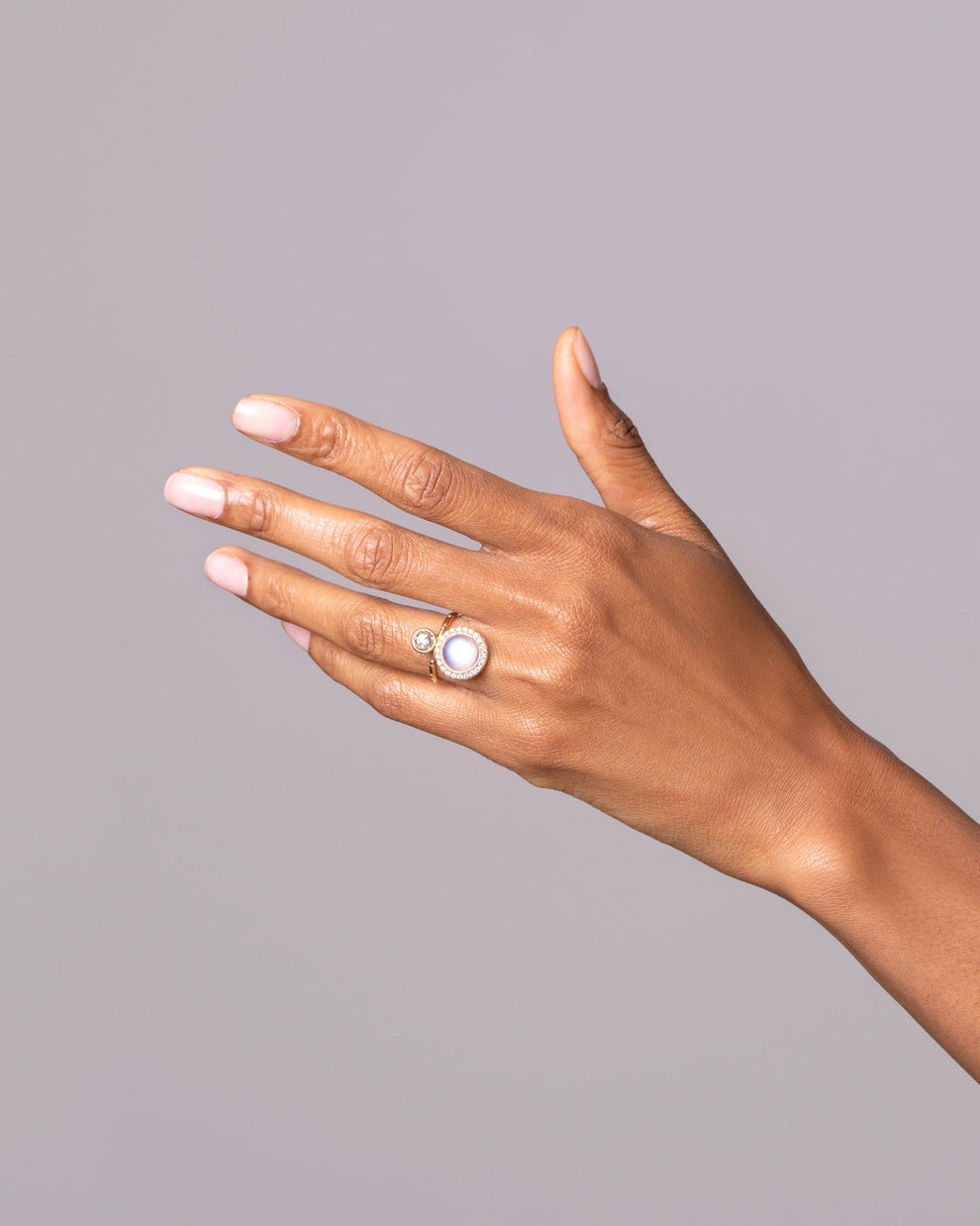 Moonstone & Diamond Cluster Ring | Mociun